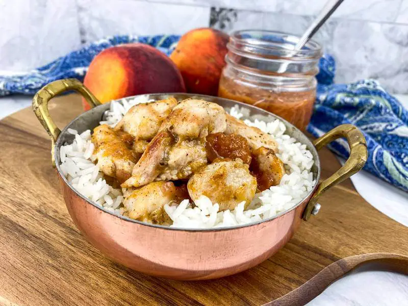 One Pan Chicken Rice in Peach Sauce - Tiny Kitchen Divas
