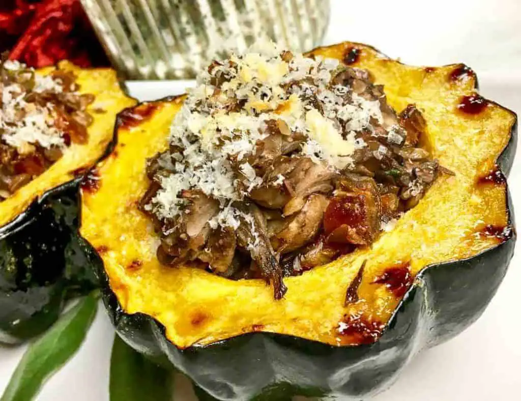 Savory Pancetta and Mushroom Stuffed Acorn Squash - Tiny Kitchen Divas